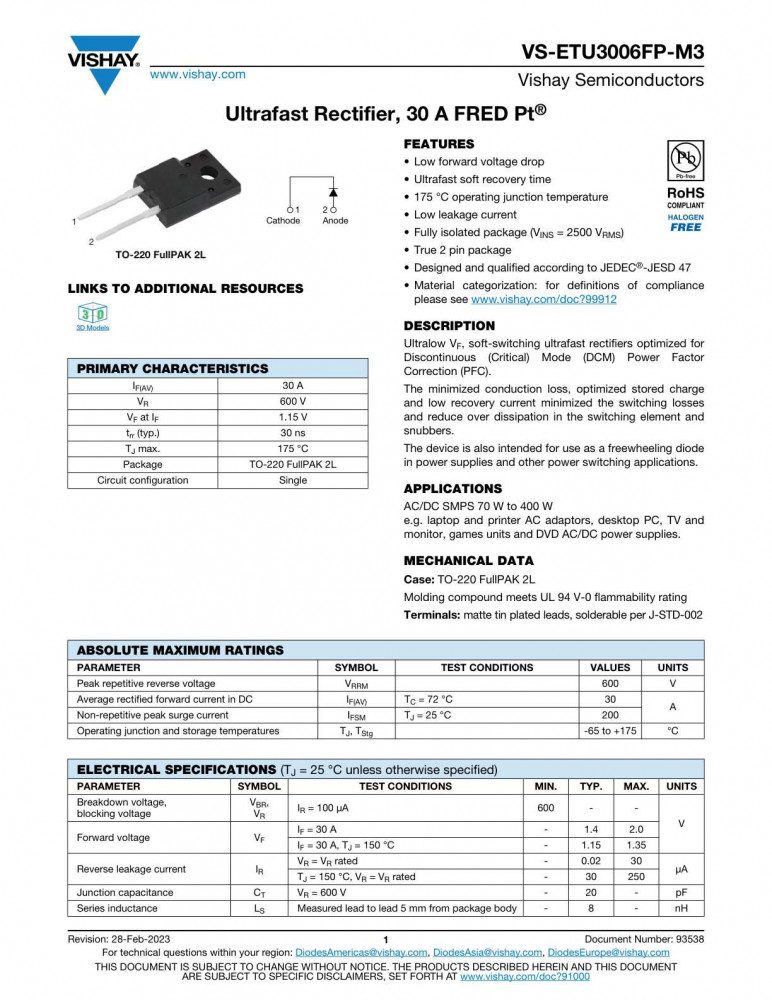 VS-ETU3006FP-M3 datasheet page 1