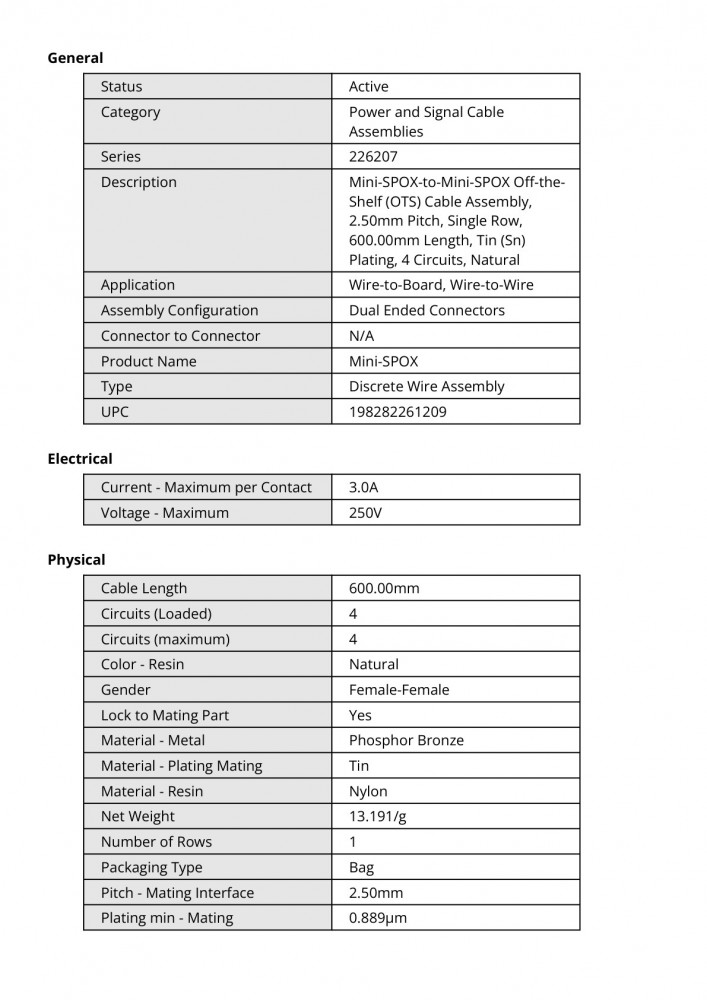 Product documentation page 2 for MOLEX 2262071044