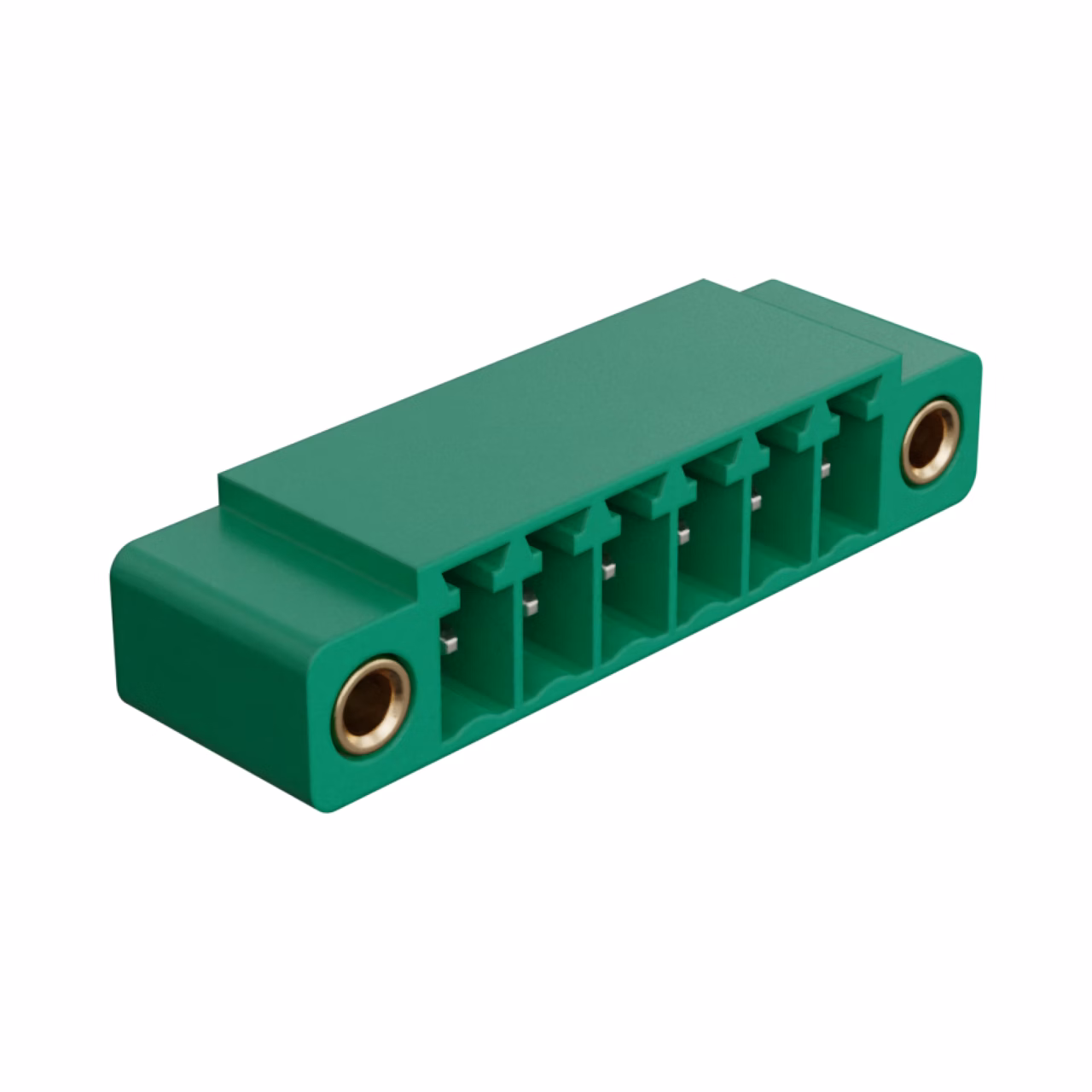 3.50mm Pitch Eurostyle Right-Angle PCB Header, with Threaded Retention Inserts, Green Housing, 6 Circuits for sale