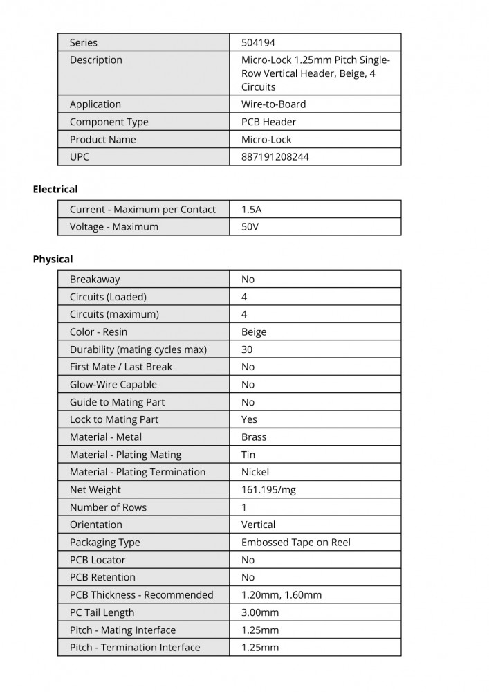 Product document image 2 for MOLEX 5041940470