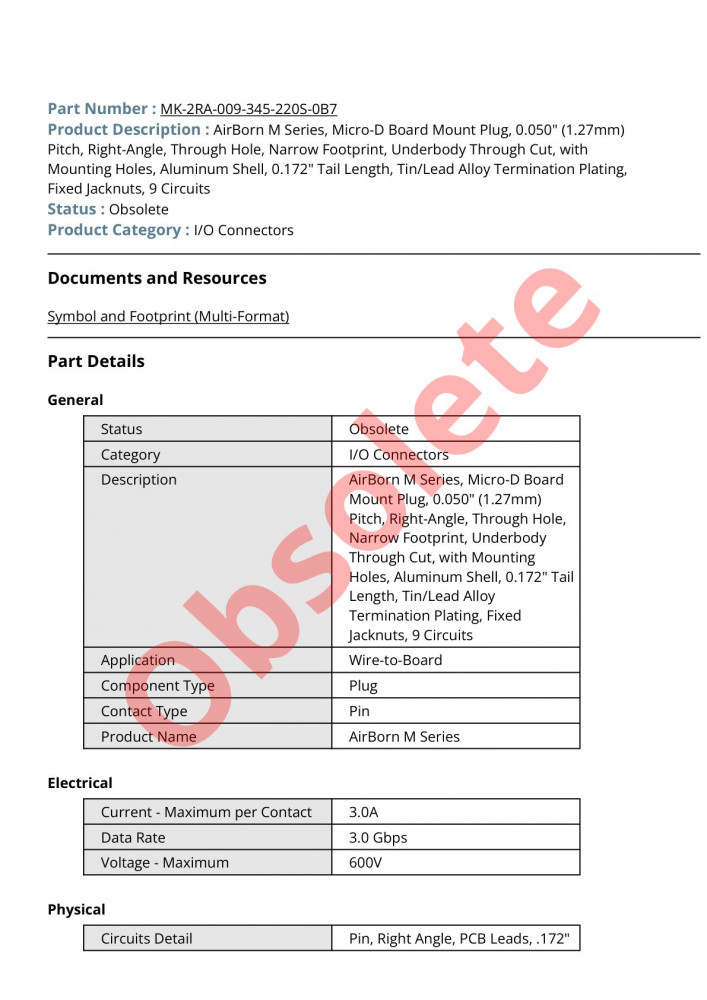 Technical document page 1 for the product