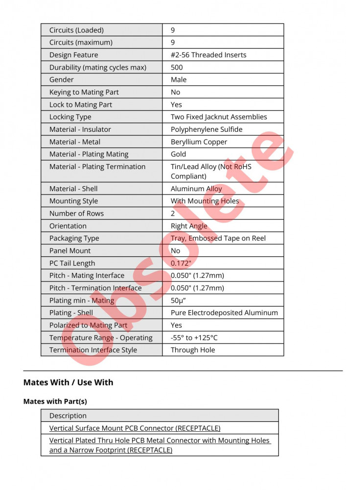 Technical document page 2 for the product