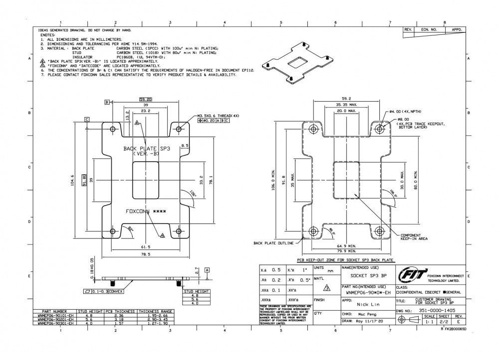 FOXCONN WNMEP06-90100-EH technical drawing page 2