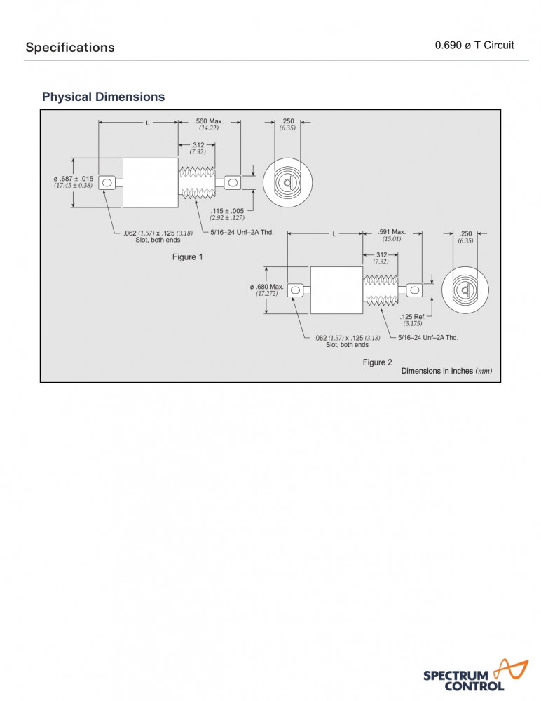 Spectrum Control filter physical dimensions, page 2