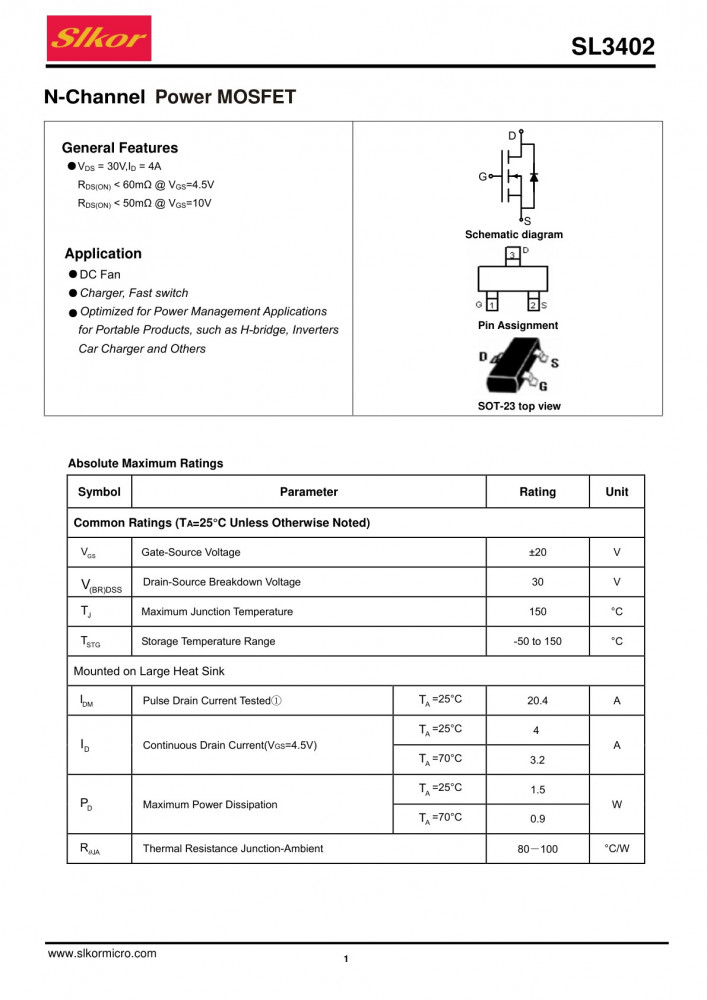 SL3402 datasheet page 1