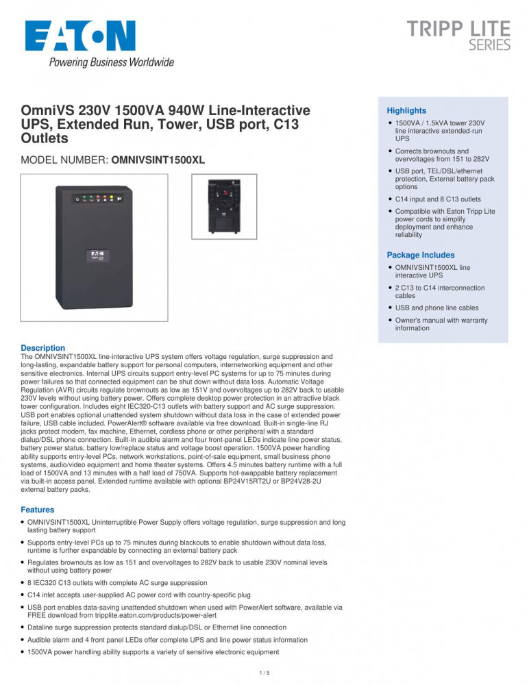 OMNIVSINT1500XL document page 1