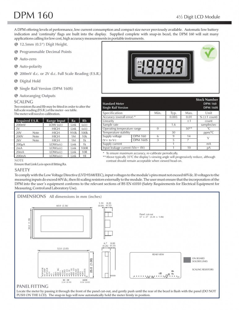 DPM 160 technical document page image 1