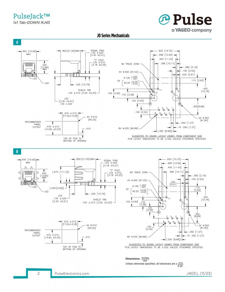 PULSE J00-0061NL datasheet page 2