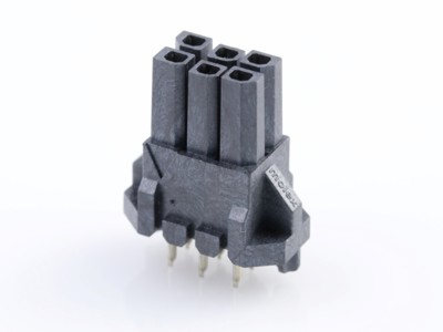 Micro-Fit BMI Receptacle Header, Dual Row, Vertical, with Press-fit Plastic Pegs, 0.76µm Gold (Au) Selective, 8 Circuits