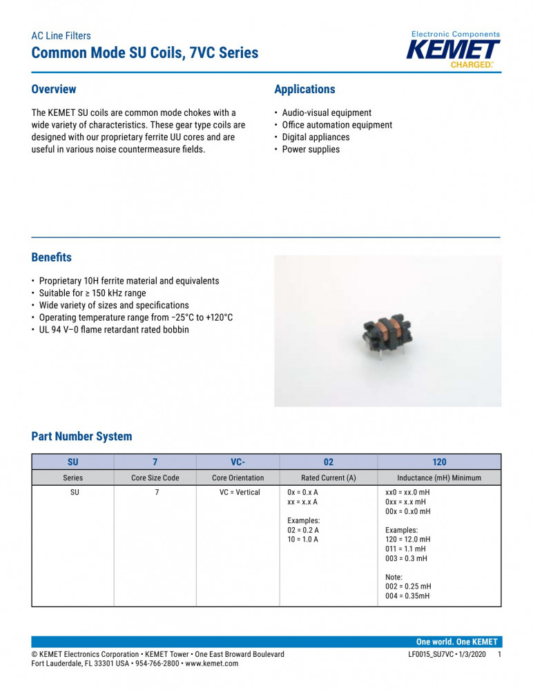 KEMET SU7VC series document page 1