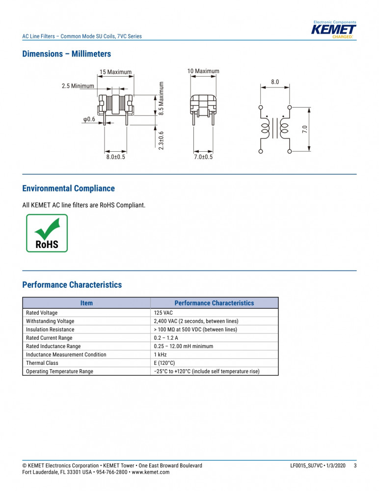 KEMET SU7VC series document page 3