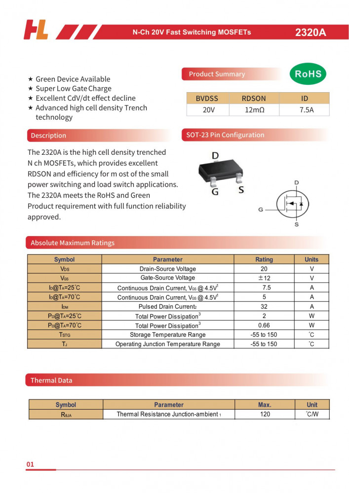 HL 2320A datasheet page 1