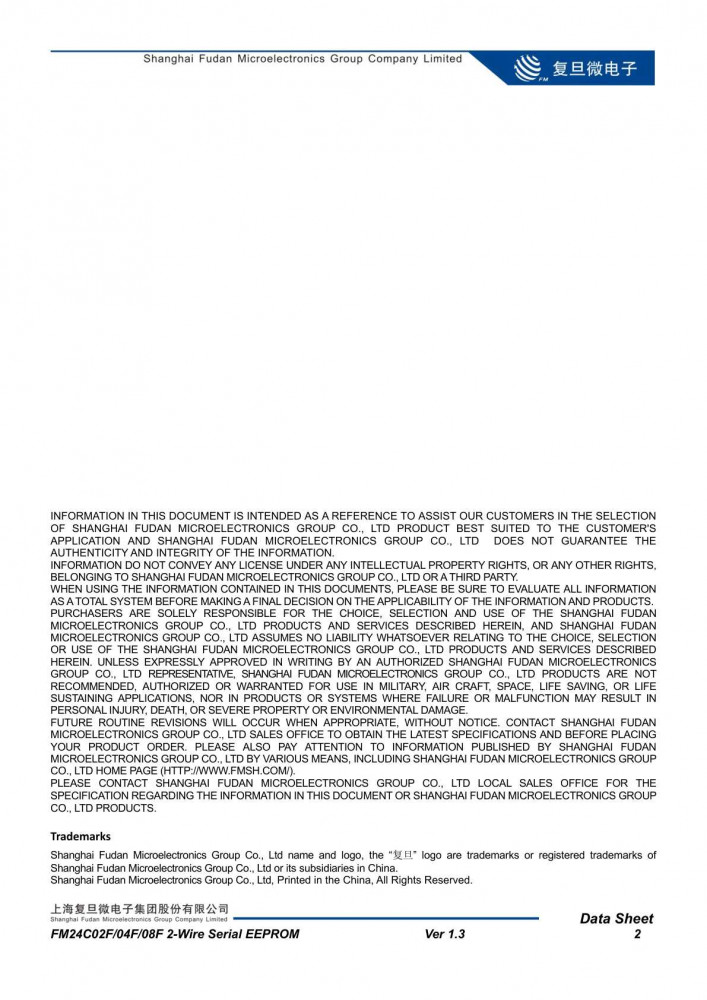 FM24C02F datasheet page 2