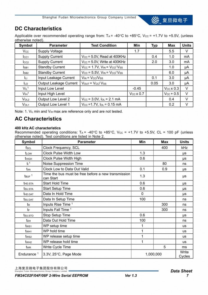 FM24C02F datasheet page 7