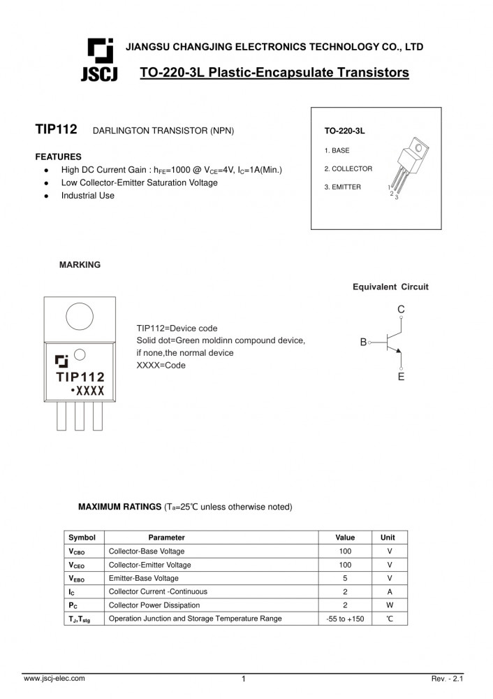TIP112 datasheet page 1