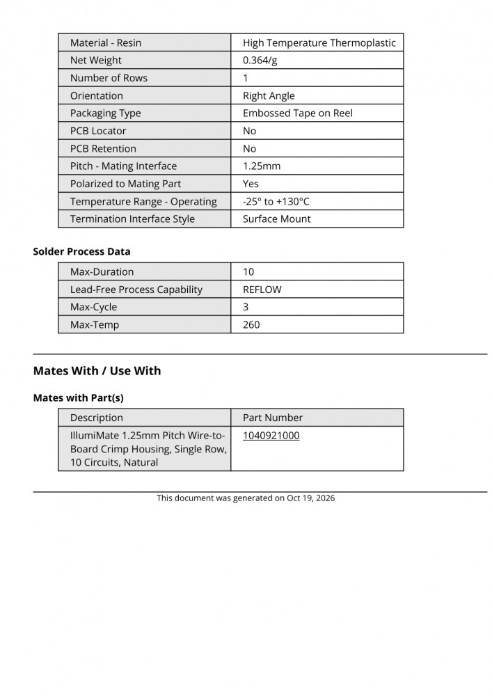 Molex connector specification preview, page 3