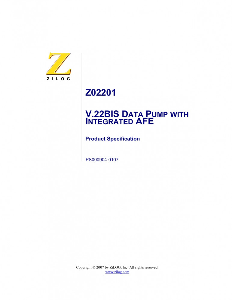 Z02201 datasheet page 1