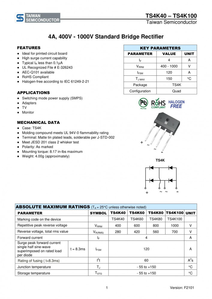 TS4K40 datasheet page 1