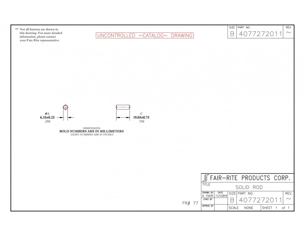 Fair-Rite 4077272011 technical drawing