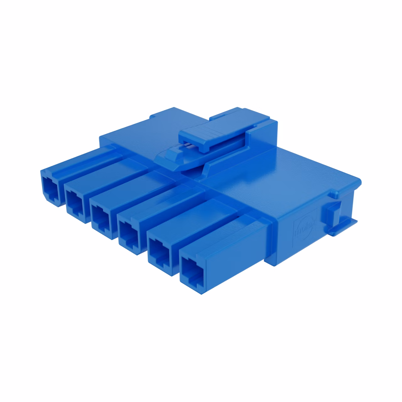 Mega-Fit ColorLock Tangless TPA-Capable Receptacle Housing, Single Row, 6 Circuit, UL 94V-0, Glow-Wire Capable, Blue for sale