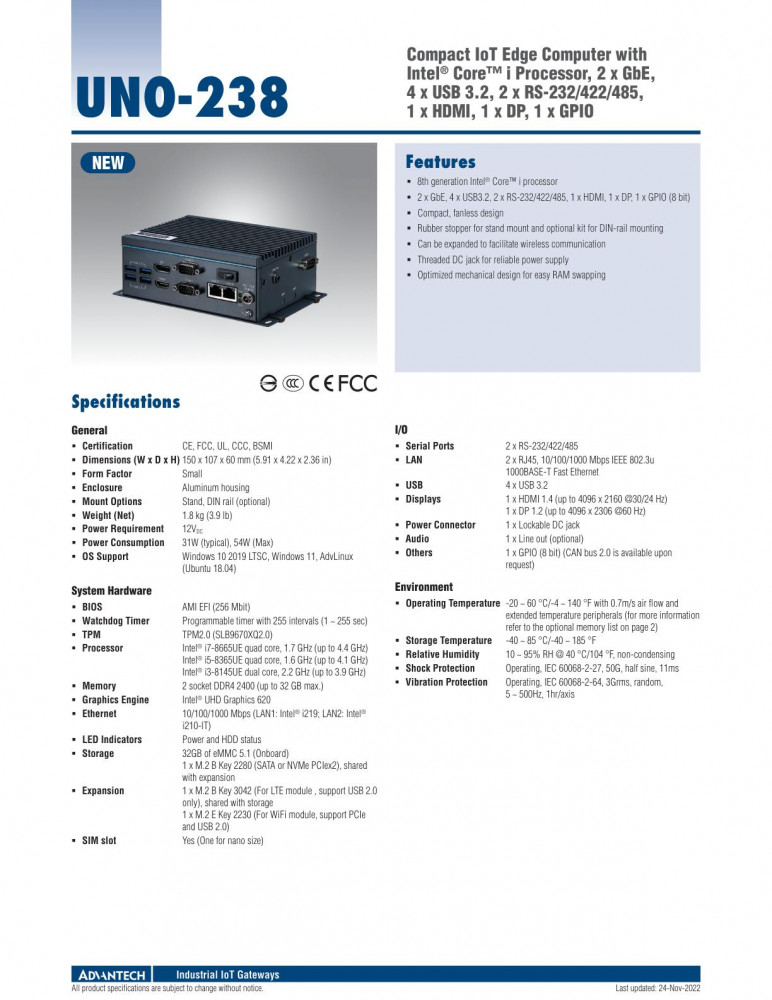 UNO-238 technical document page 1