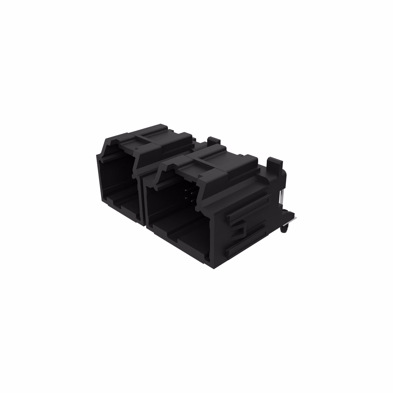 Stac64 2 Bay Right-Angle Headers, 28 Circuits, Bay A 16 Circuit Signal Header, Polarization A, Black; Bay B 12 Circuit Signal Header, Polarization A, Black; Tray for sale