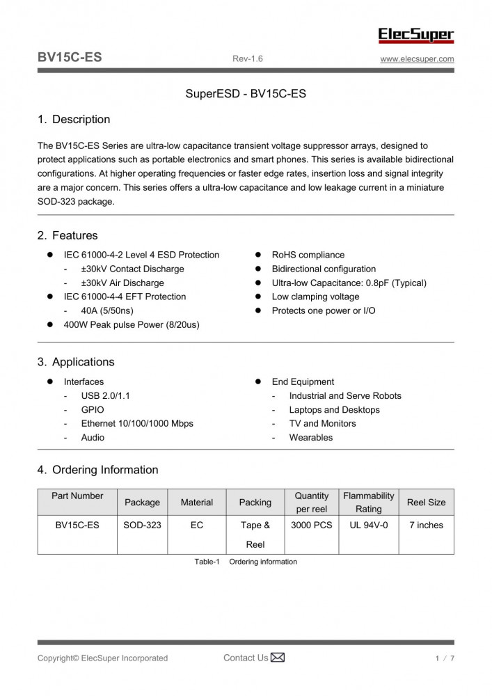 BV15C-ES datasheet page 1