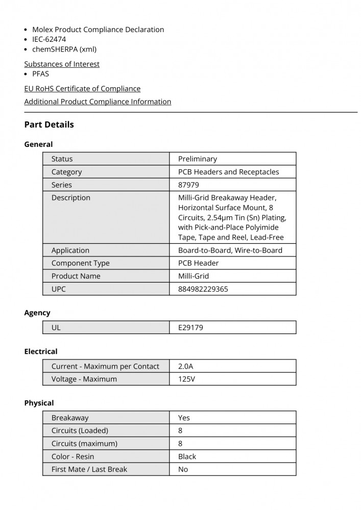 MOLEX 879790806 technical document page 2