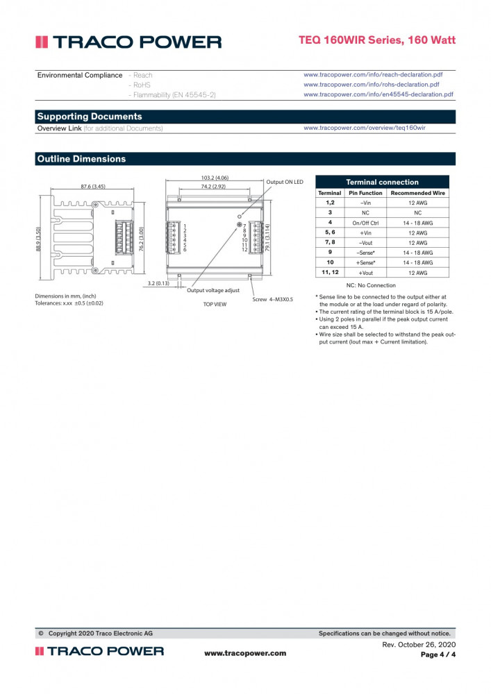TEQ 160WIR technical document page 4