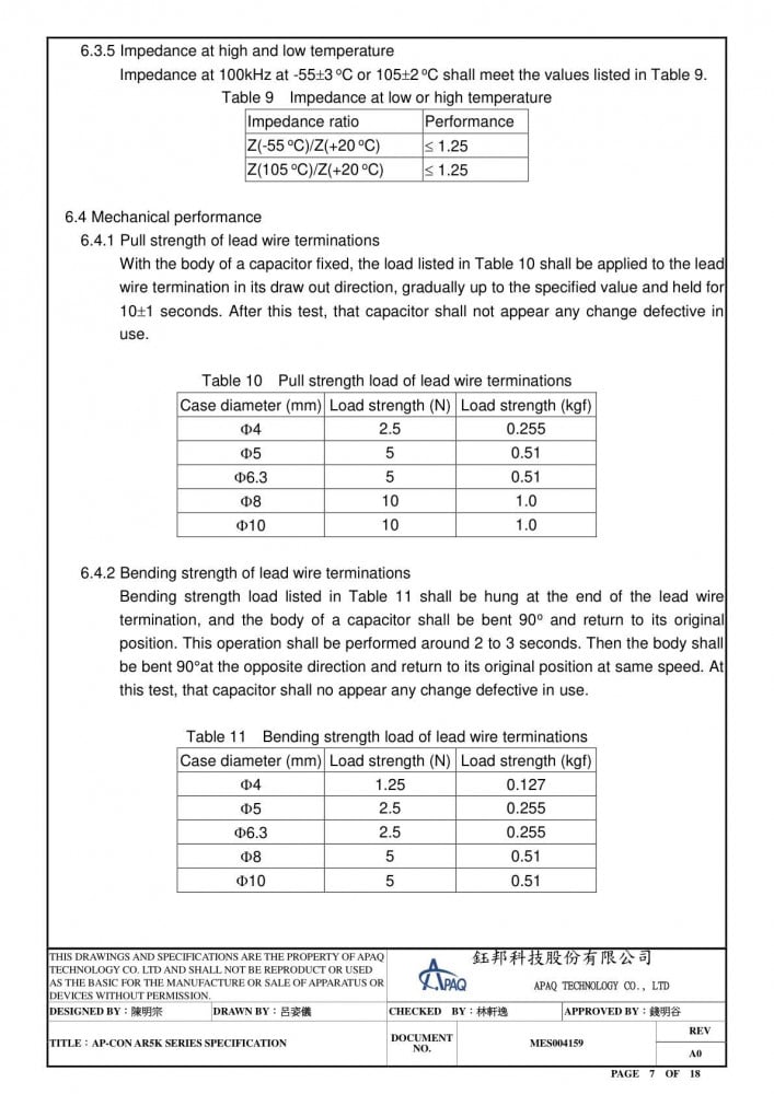 APAQ AR5K specification page 6