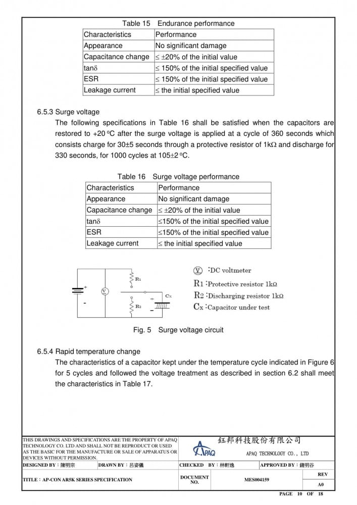 APAQ AR5K specification page 9