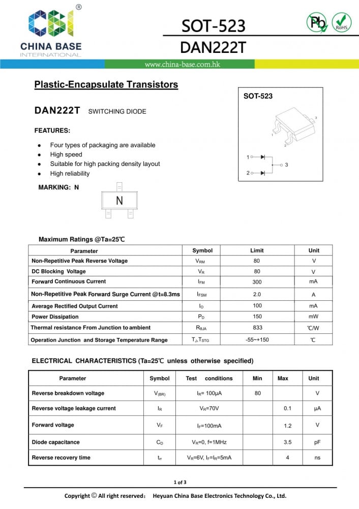 DAN222T datasheet page 1