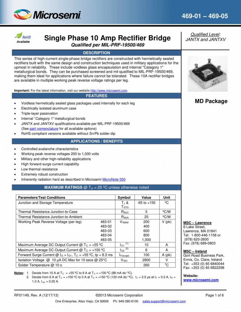 483-02 rectifier bridge datasheet page 1