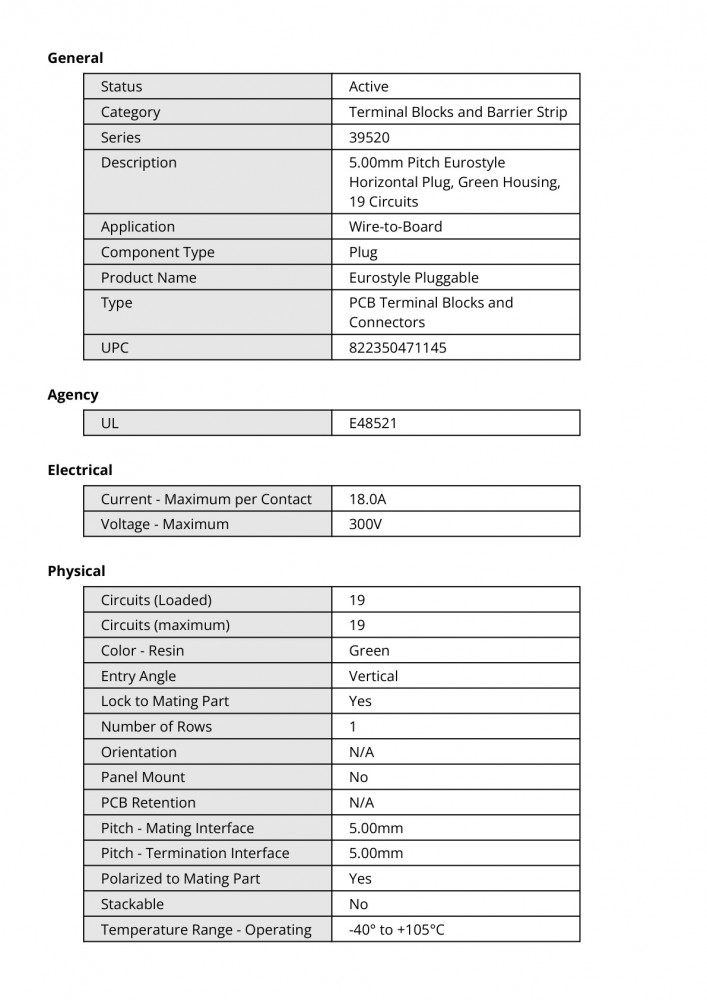 Technical document image for MOLEX 395205019, page 2