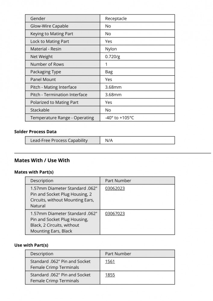 MOLEX connector product specification, page 3