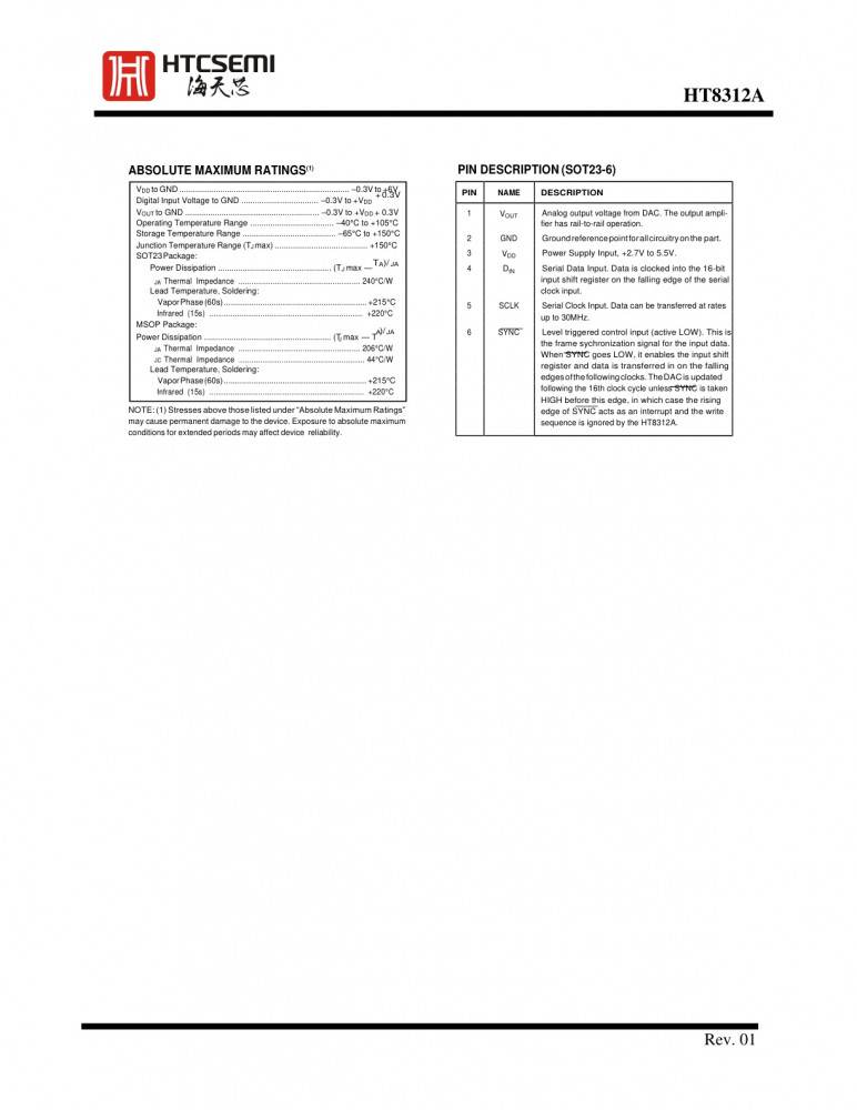 HT8312ARTZ datasheet page 2