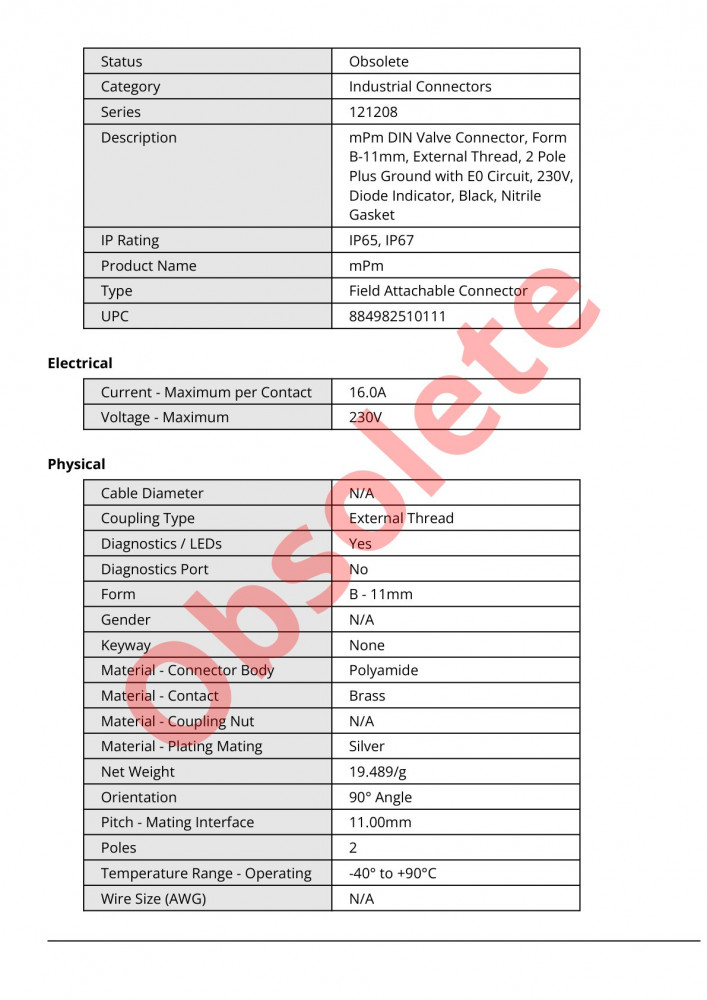 DIN valve connector specification preview, page image 2