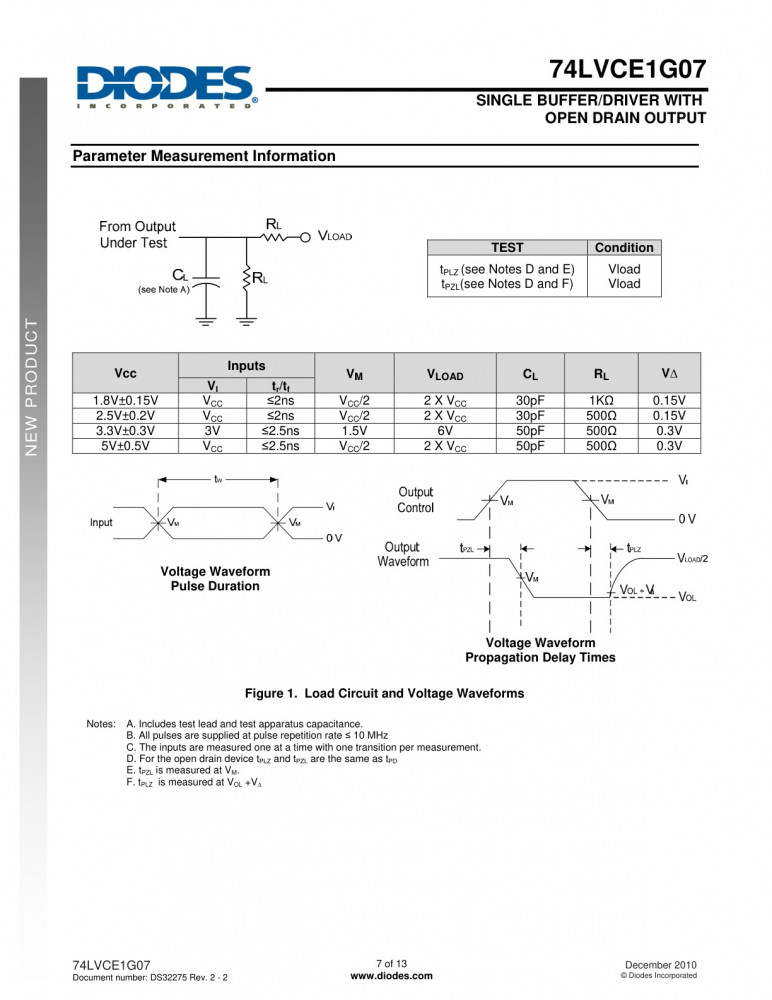 74LVCE1G07SE-7 datasheet page 7