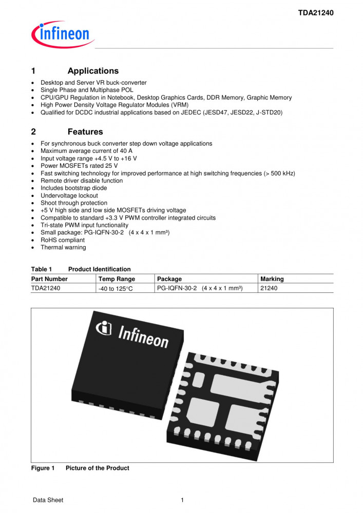 TDA21240AUMA1 technical document page 1
