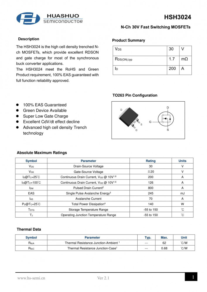HSH3024 datasheet page 1