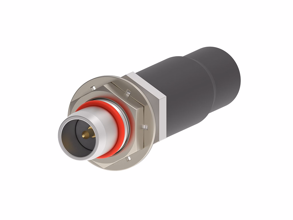 MPRF Plug, Standard, Right-Angle, Crimp, RG316 Cable, with Retention Clip, Tray, 50 Ohms