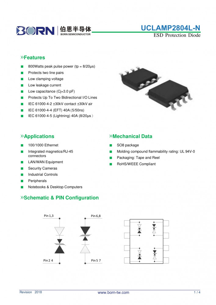 UCLAMP2804L-N datasheet page 1