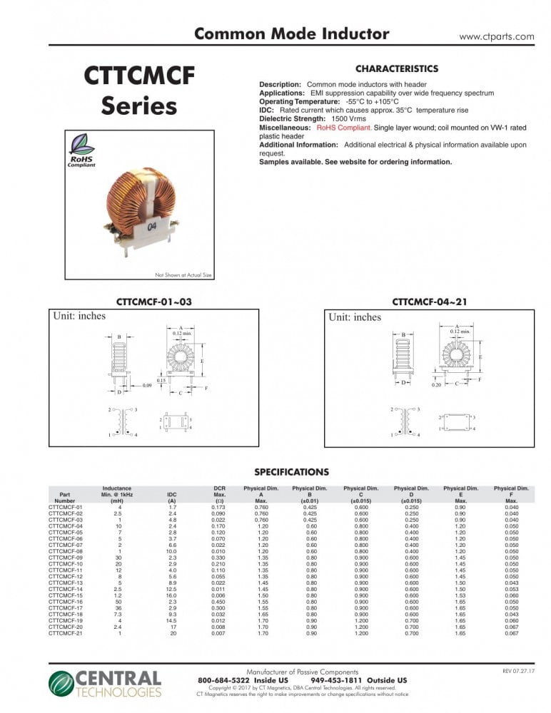 Central CTTCMCF series technical document