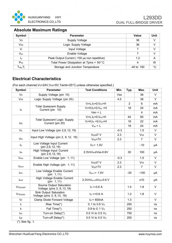 L293DD-HXY datasheet page 4