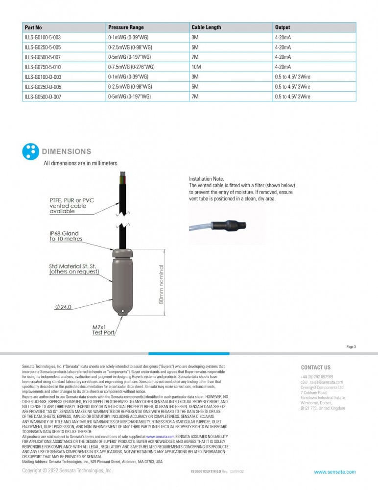 ILLS product datasheet page 3