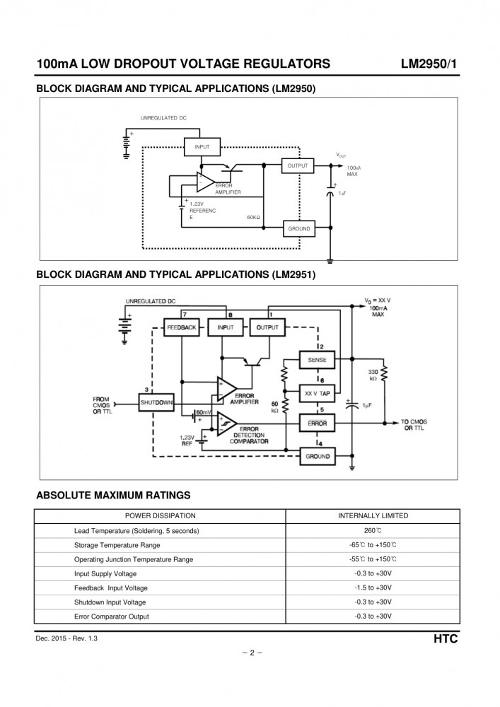 HTC LM2950-5.0 datasheet page 2