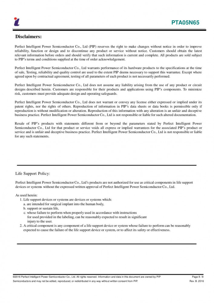 PTA05N65 datasheet page 8