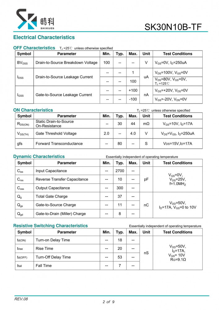 SK30N10B-TF datasheet page 2