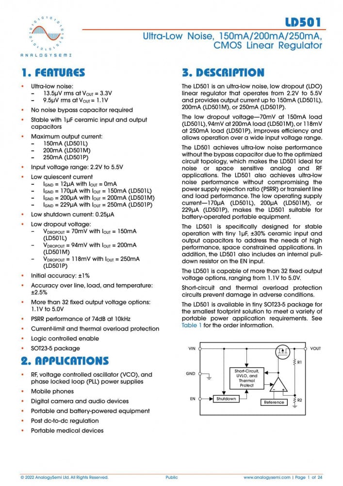 LD501 datasheet page 1