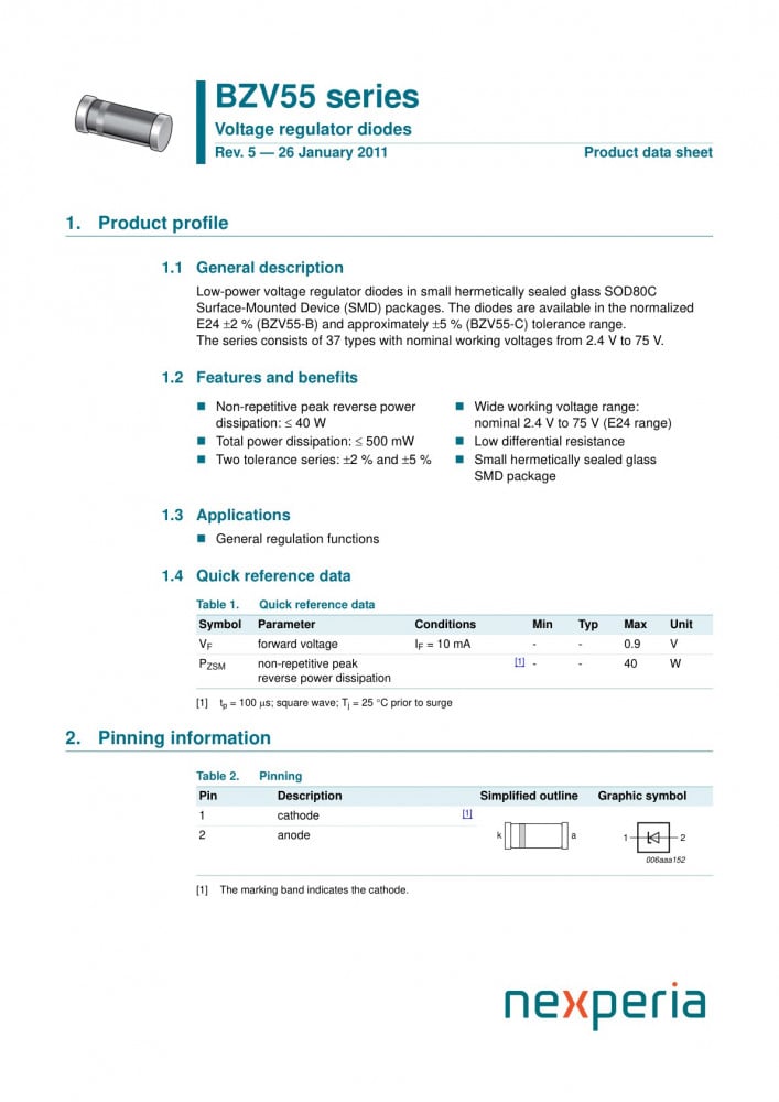 BZV55 datasheet page 1